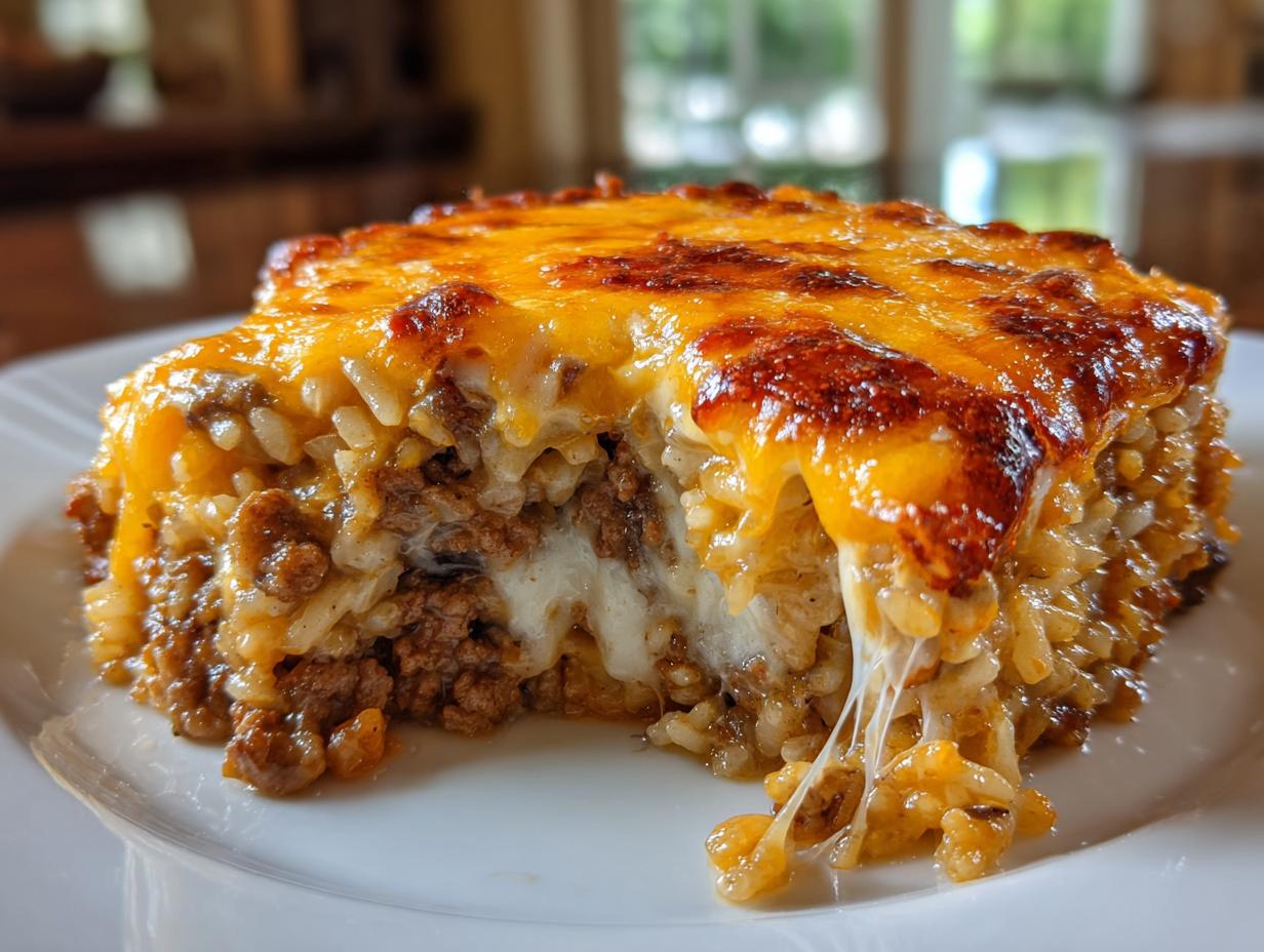 30-Minute Cheesy Ground Beef Rice Casserole You’ll Crave - RecipesUniverse