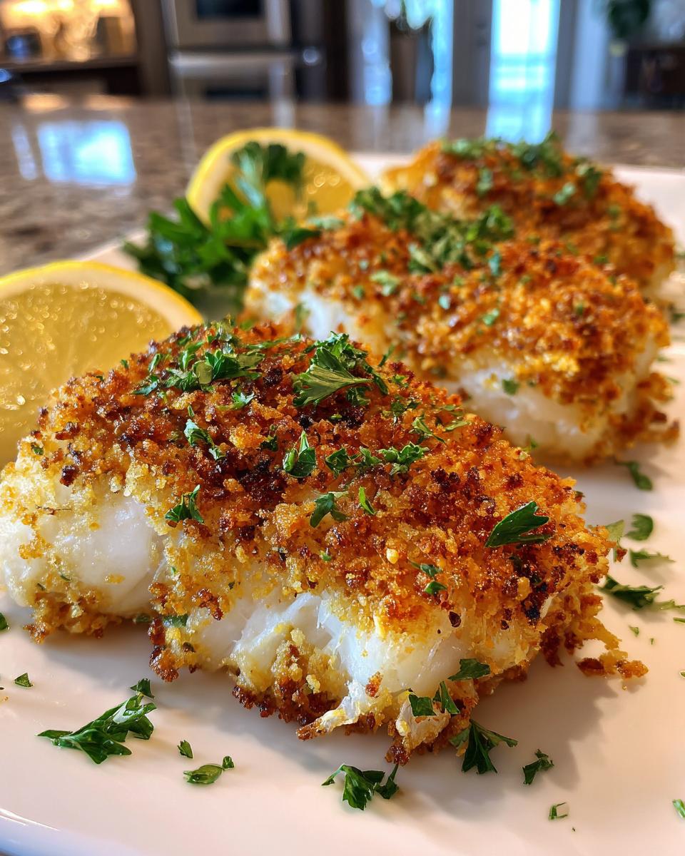 Crispy Baked Cod with Garlic Breadcrumbs - RecipesUniverse